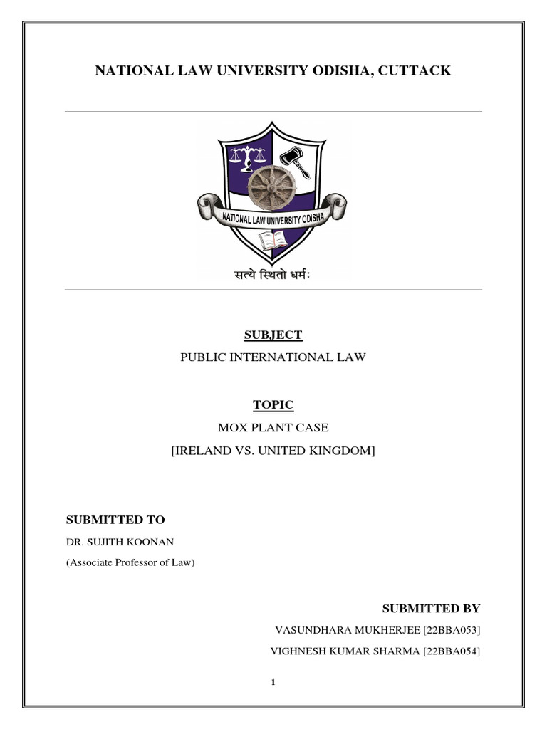 National Law University Odisha, Cuttack: Subject | PDF | International Law | Radioactive Waste