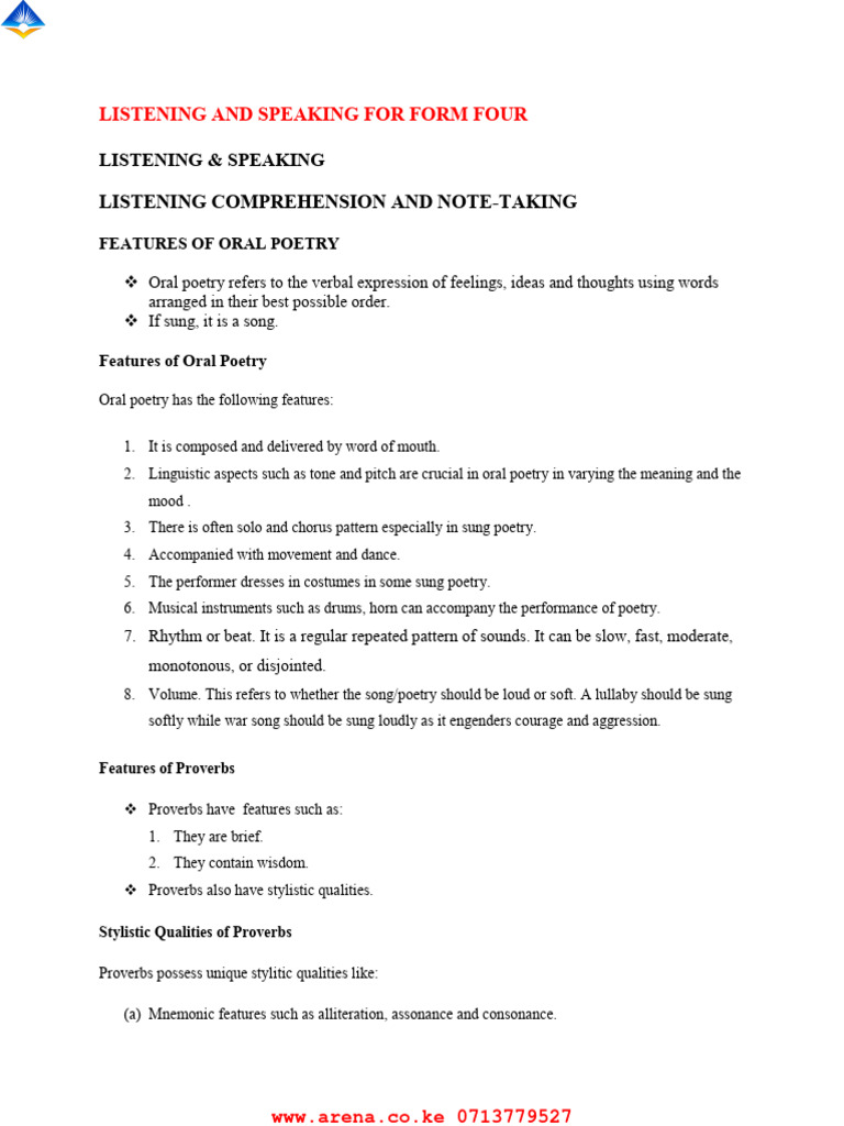 Form 4 English Notes-1 | Download Free PDF | Poetry | Negotiation
