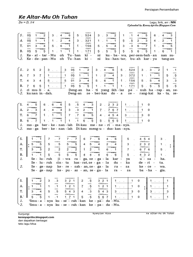 Persembahan - Ke AltarMu Oh Tuhan | PDF