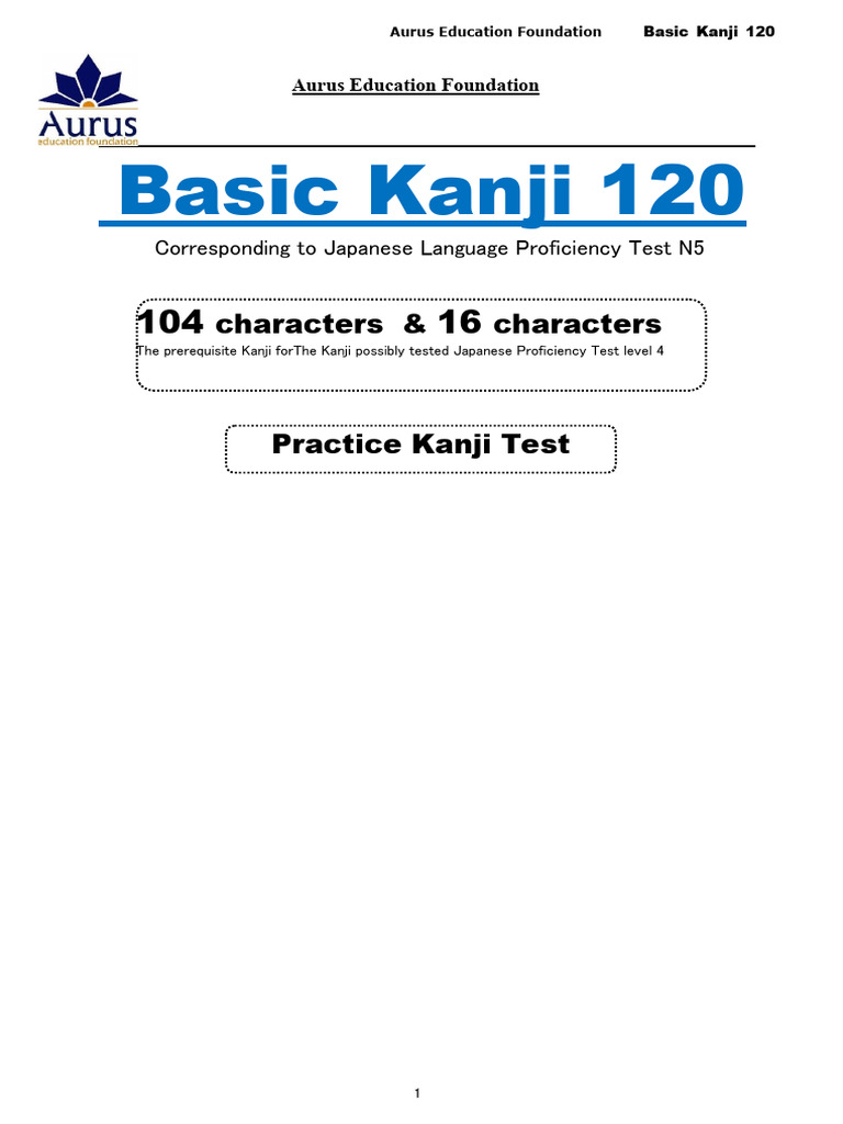 (Learnjapaneseaz - Com) - Basic Kanji 120 | PDF