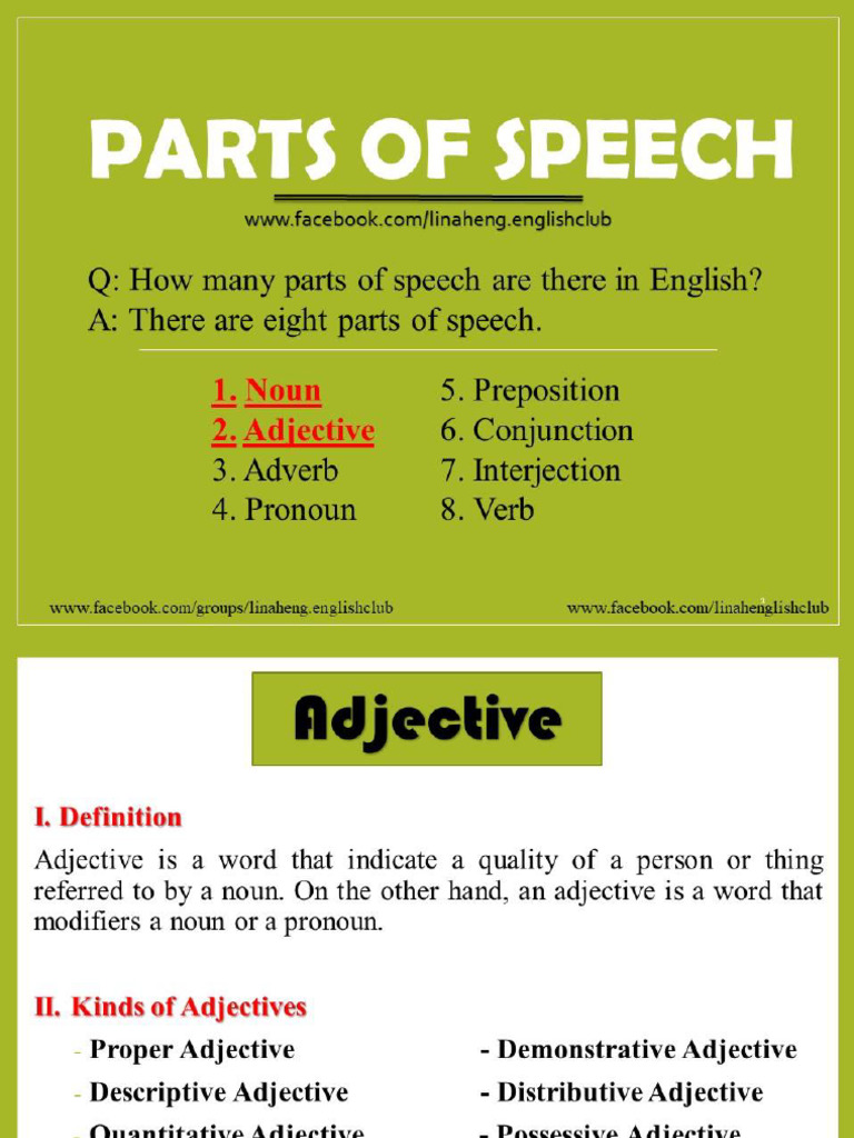 Parts of Speech - Adjectives | PDF
