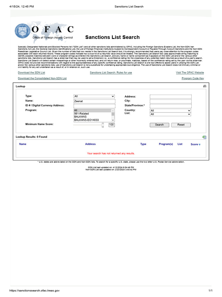 Sanctions List Search Guide | PDF | Office Of Foreign Assets Control