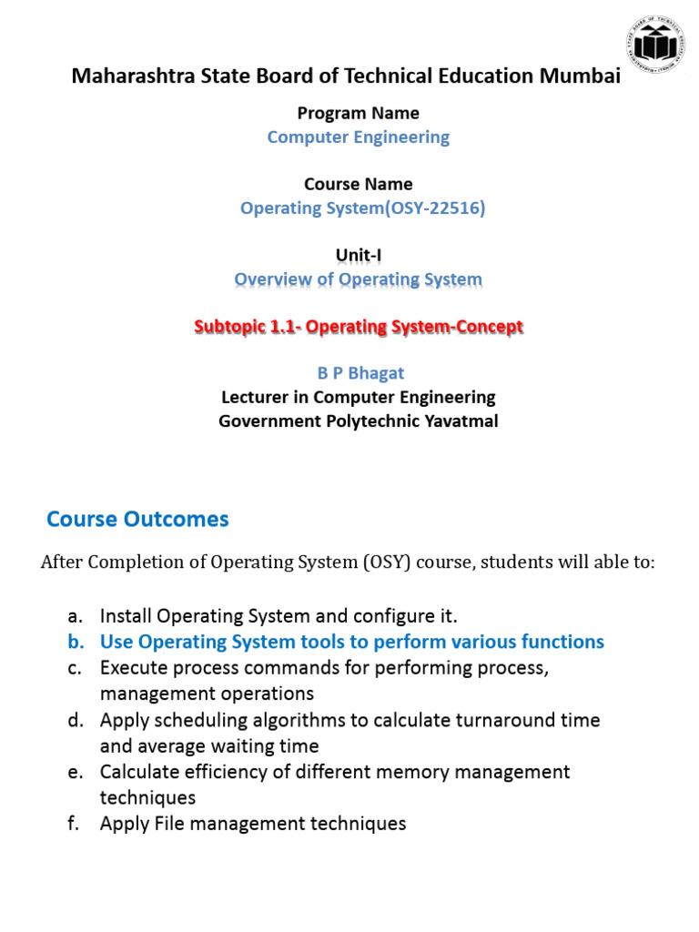 New OSY PPT - Unit 1.1 | PDF | Operating System | Computer Data Storage