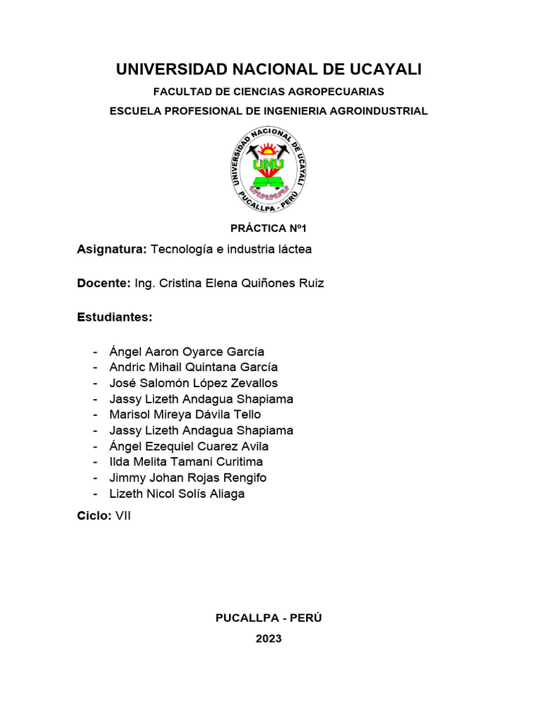 Informe #1 - Nicol | PDF | Vacas | Leche