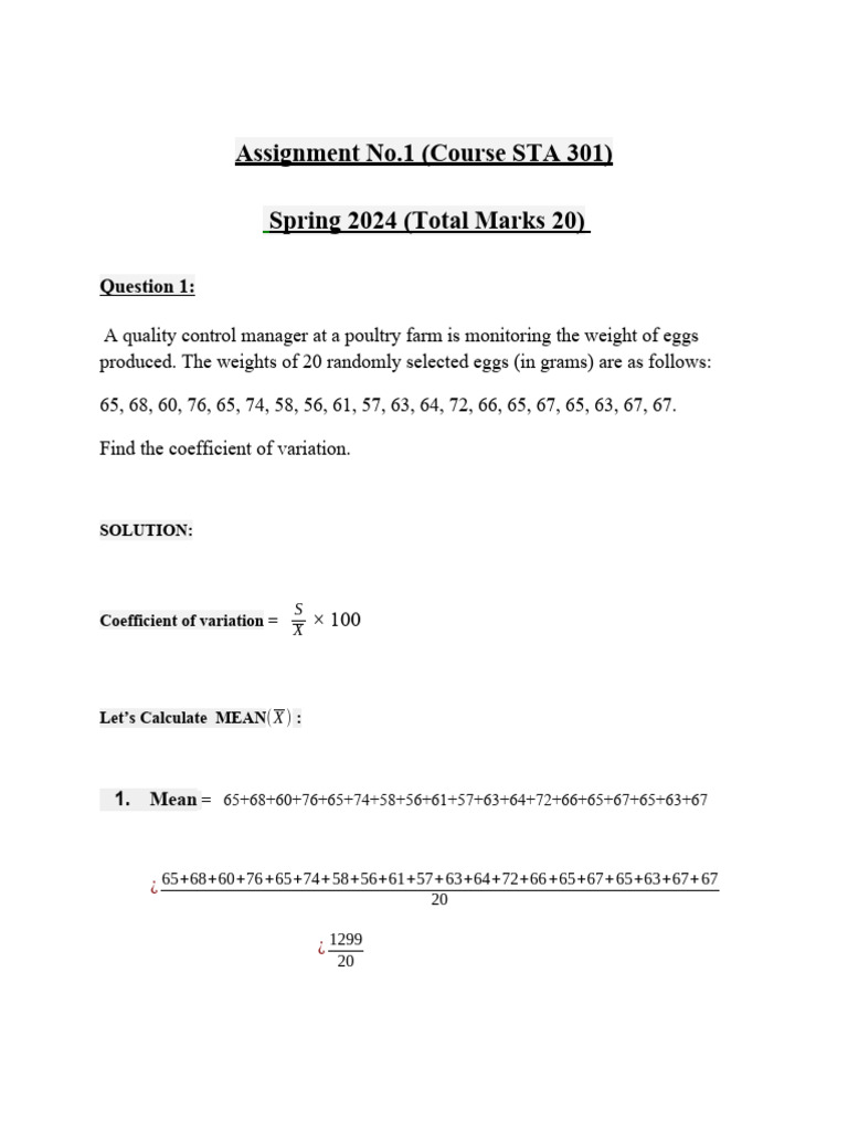 STA301.1st Assignment | PDF | Quartile | Median