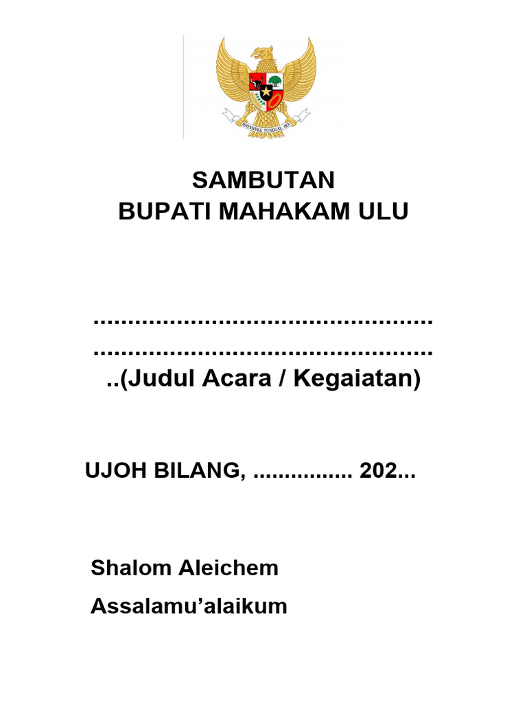 Contoh Draf Sambutan Sambutan Bupati | PDF