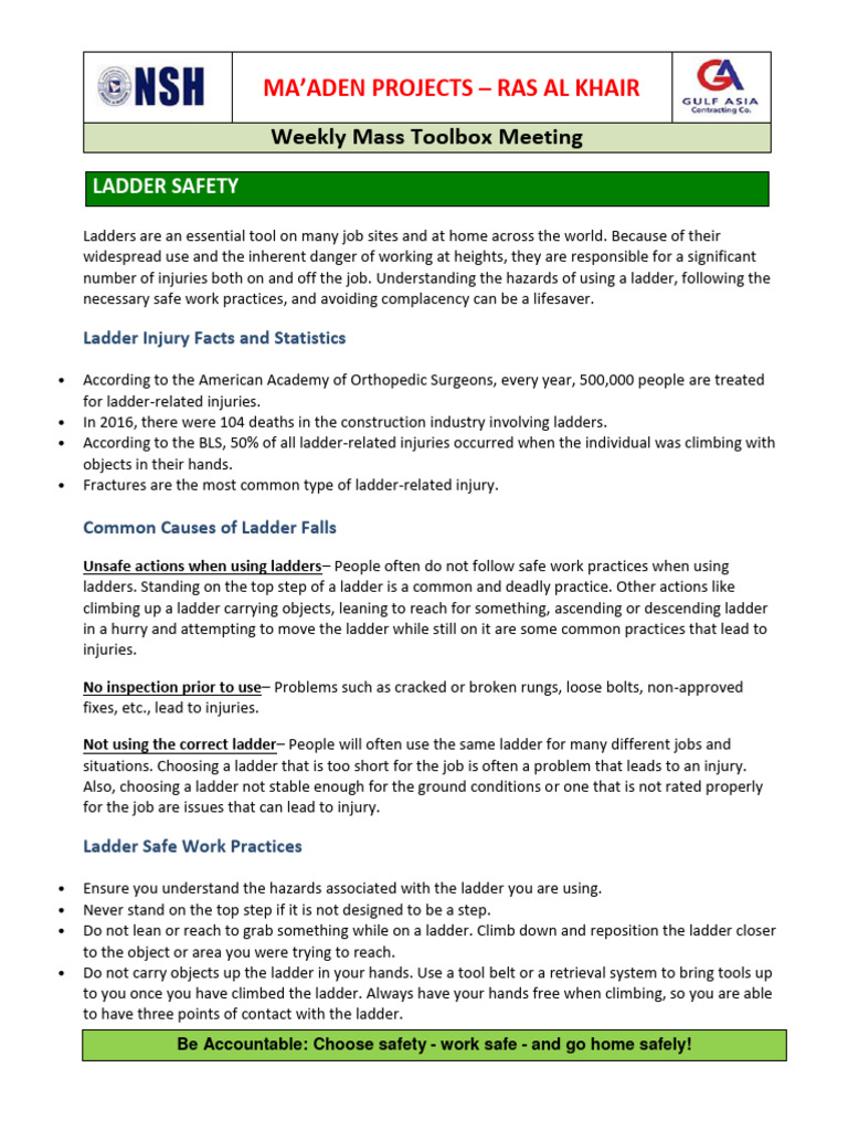 TBT - Ladder Safety | PDF | Ladder | Safety