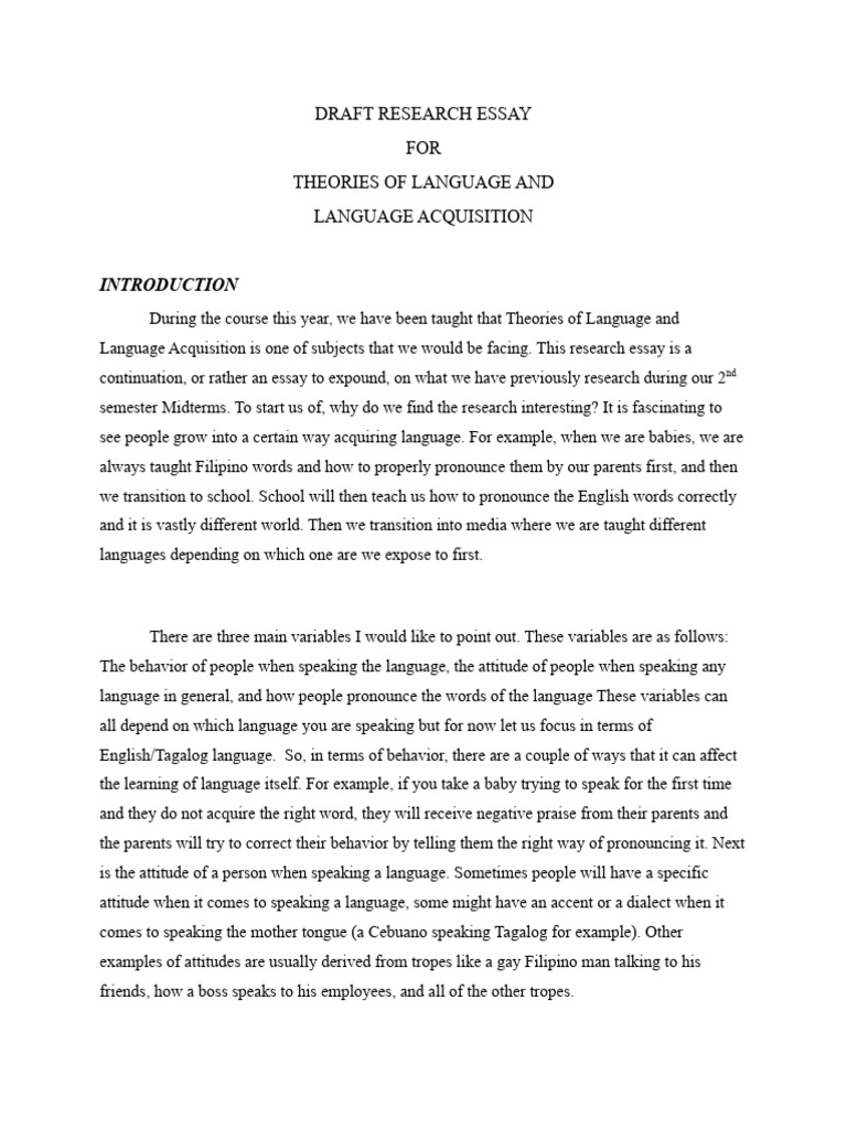 Draft Research Essay (Theories) | PDF | Attitude (Psychology) | Tagalog ...