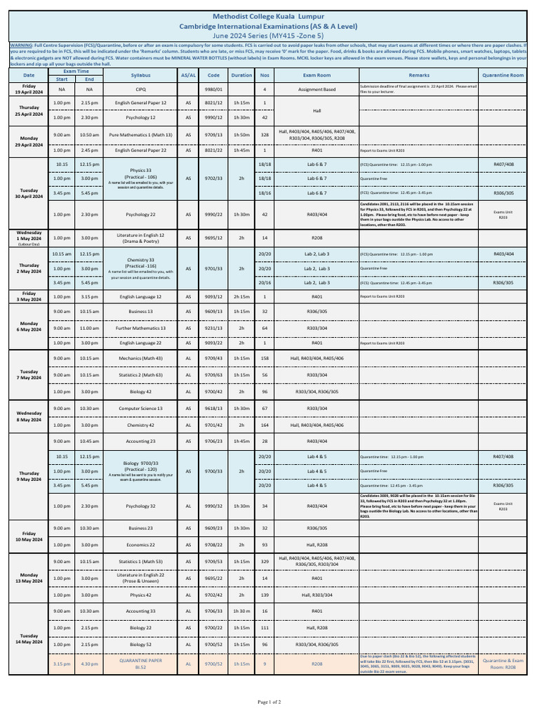 CAIE June 2024 TT - Final - Student | PDF