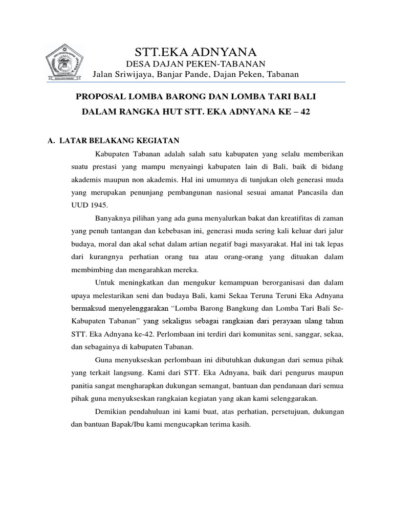 Lomba Barong & Tari Bali Tabanan | PDF