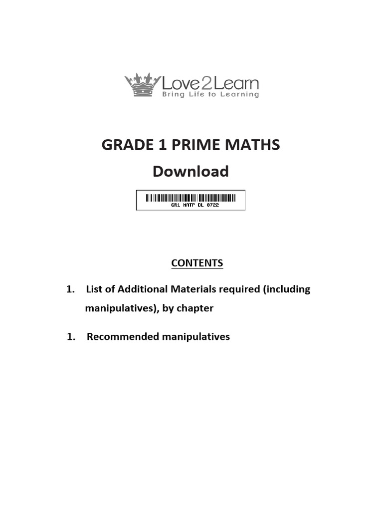 Grade 1 Prime Mathematics - GR1 MATP DL 0722 | PDF | Shape | Pencil