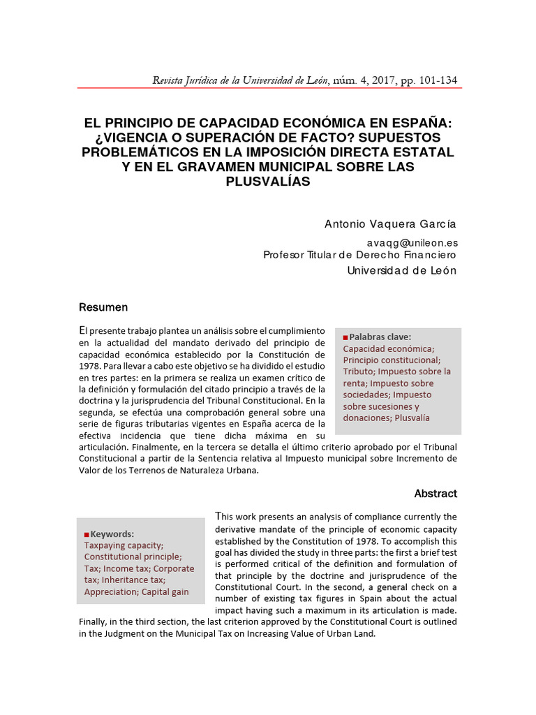 Capacidad Económica y Tributos en España | PDF | Impuestos | Constitución