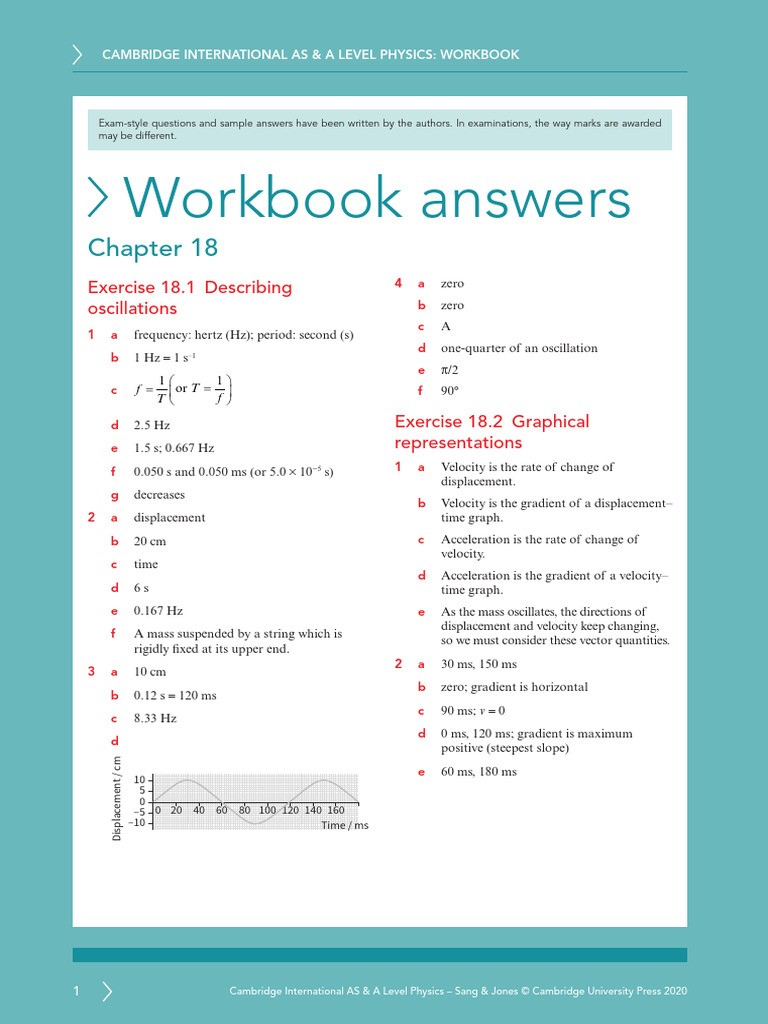 Exercise Answers 18 Asal Physics WB | Download Free PDF | Oscillation | Velocity