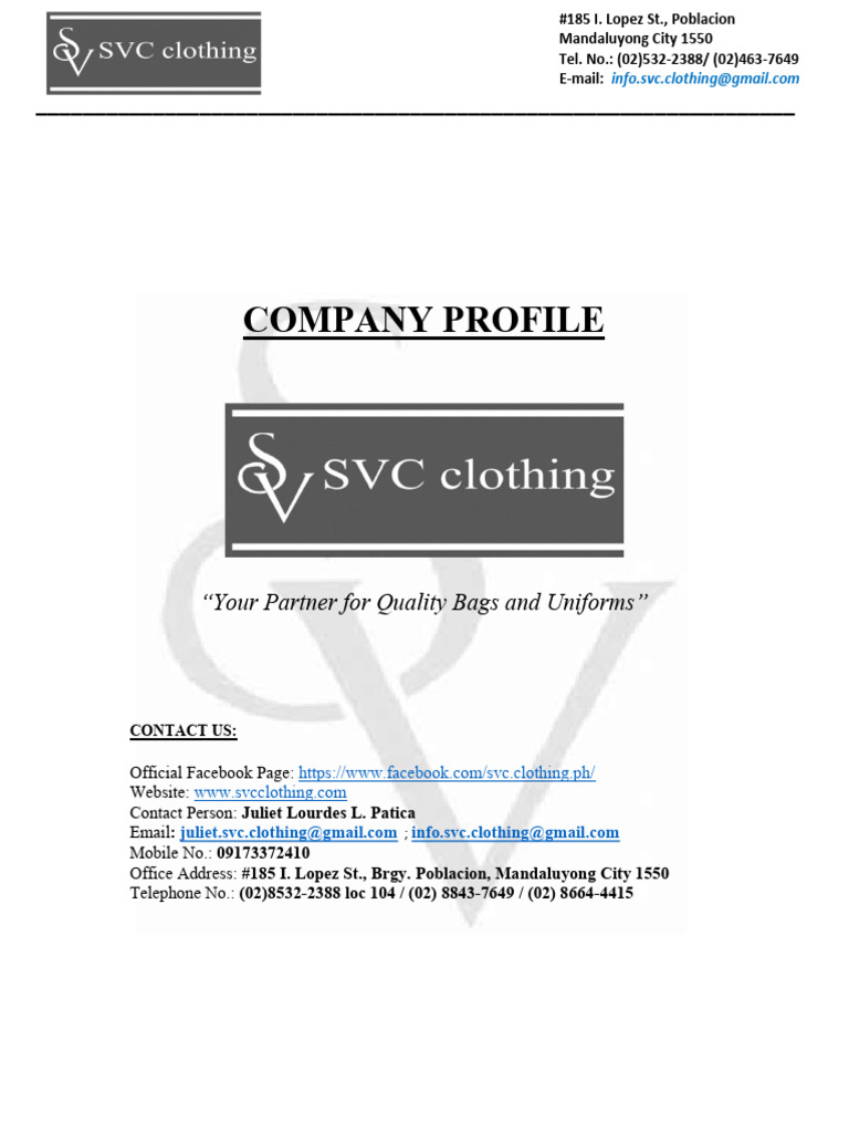 SVC Company Profile 2024 | PDF | Fashion | Clothing