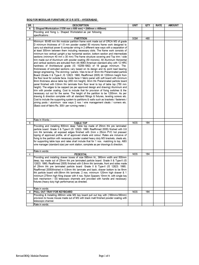 11 Addendum 1 Revised BOQ Modular Furniture | PDF | Framing ...