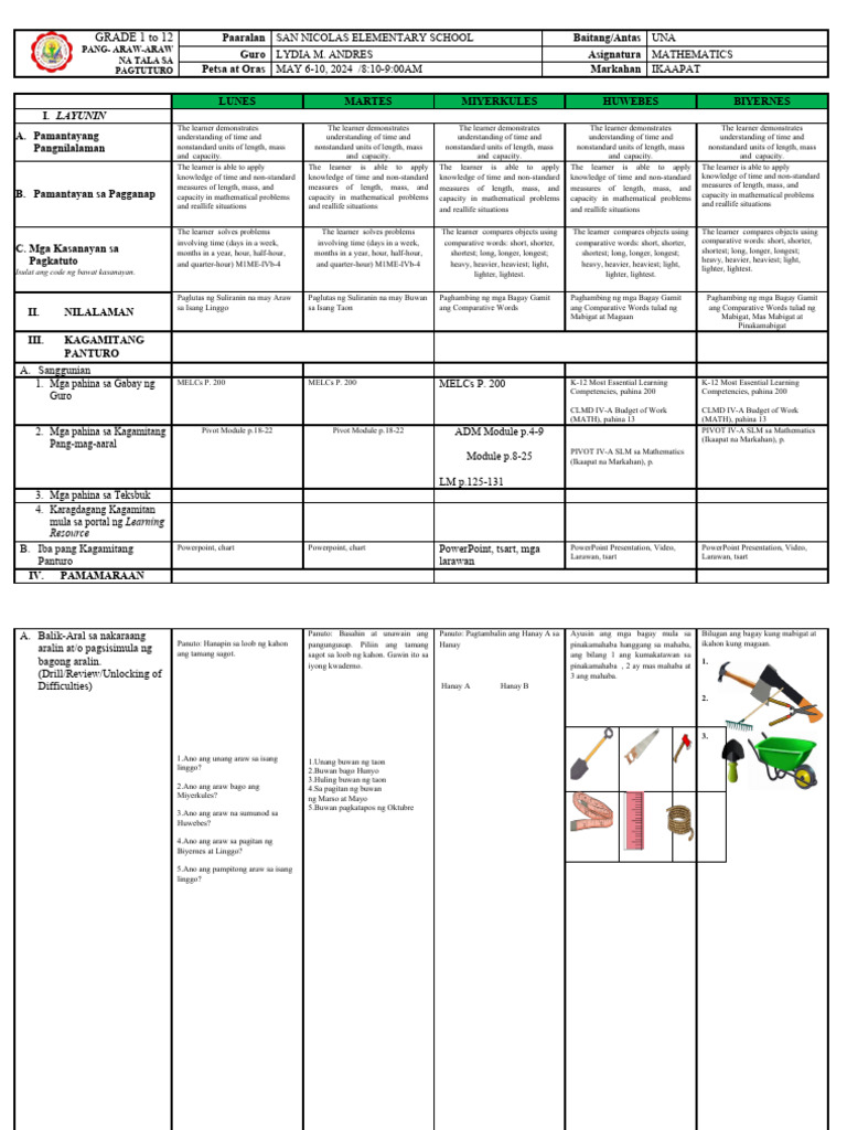 DLL Q3 WK4 6 Mathematics | PDF