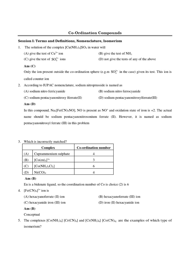 9. Co-Ordination Compounds | PDF | Coordination Complex | Hydroxide