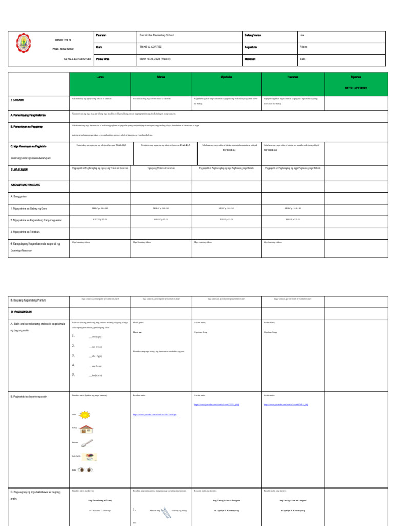 DLL Q3 W8 Filipino | PDF
