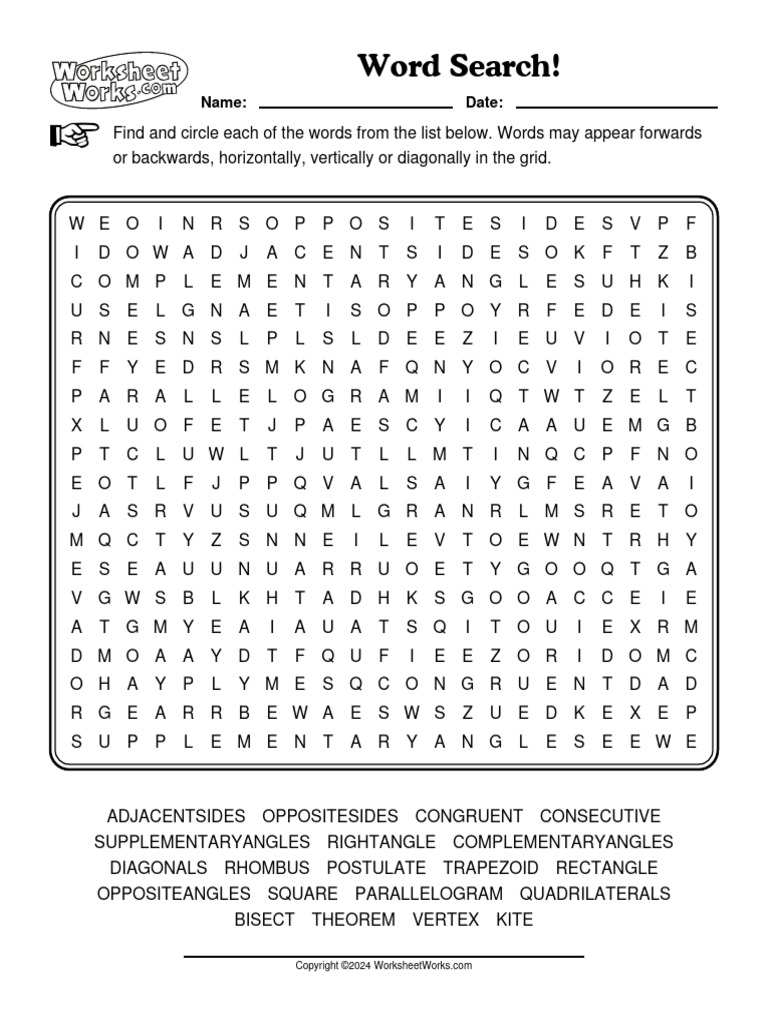 WorksheetWorks Word Search 1 | Download Free PDF | Rectangle ...