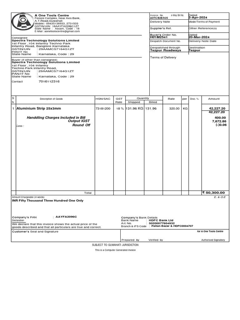 TAX INVOICE B2B_AOTCB2B925 | PDF | Invoice | Government Finances