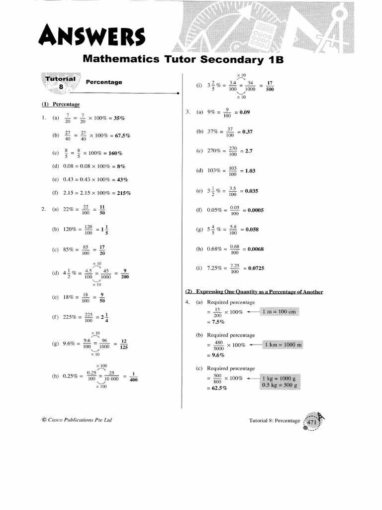 Percentage Calculations Guide | PDF | Elementary Mathematics | Division ...