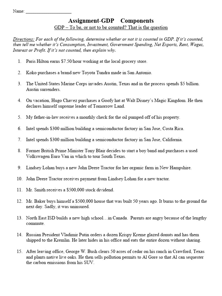 @Assignment-Identifying GDP Components | Download Free PDF | Ford Motor ...