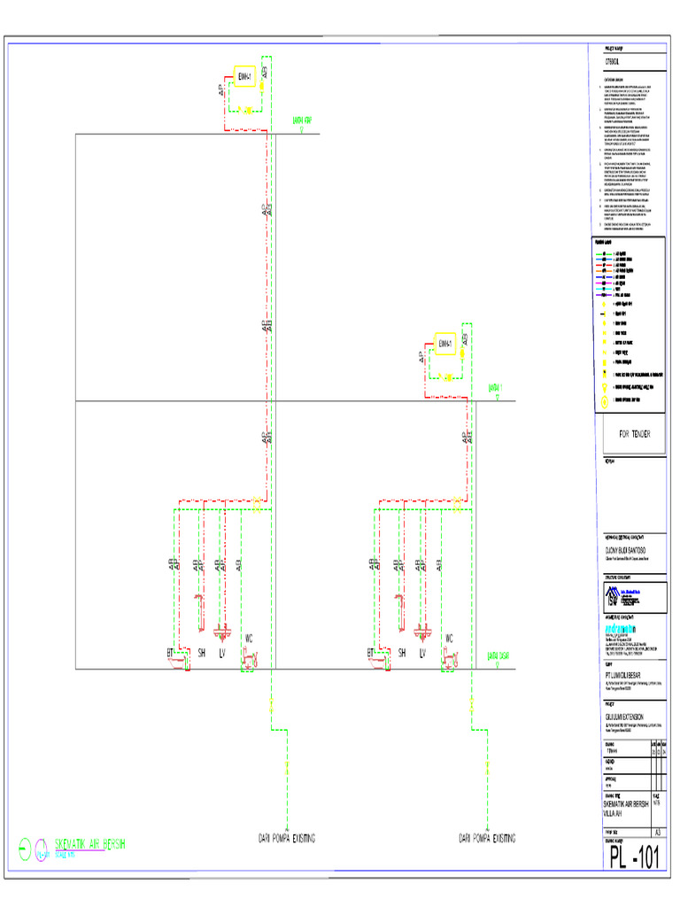 PL-101 Skematik Air Bersih Villa Ah-Pl-101 | PDF