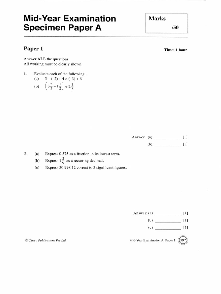 S1A CMT MYE Specimen Paper A Question | PDF