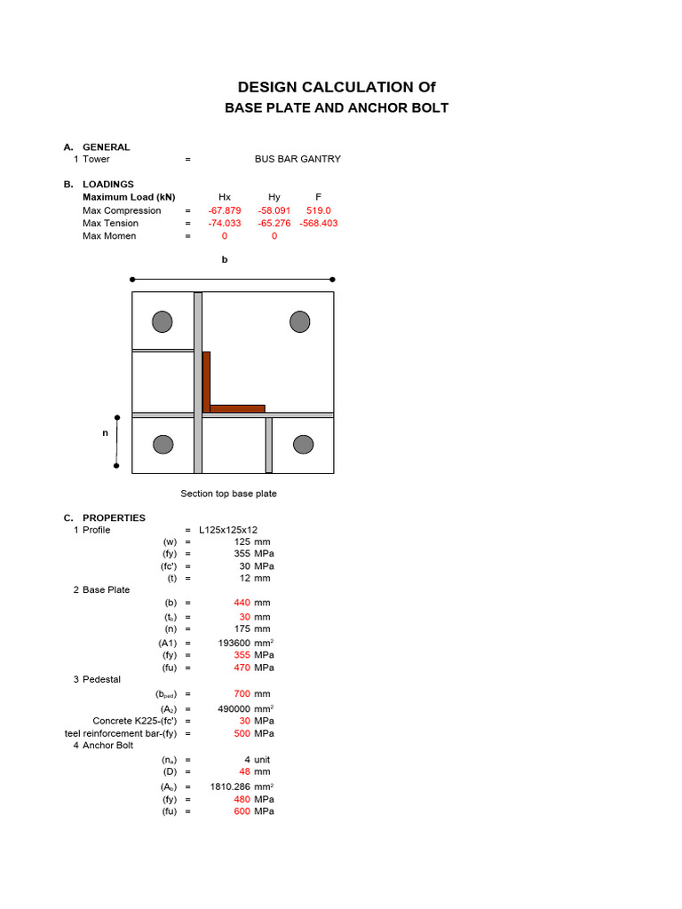 Tower Base Plate Design AISC123 | PDF | Screw | Strength Of Materials