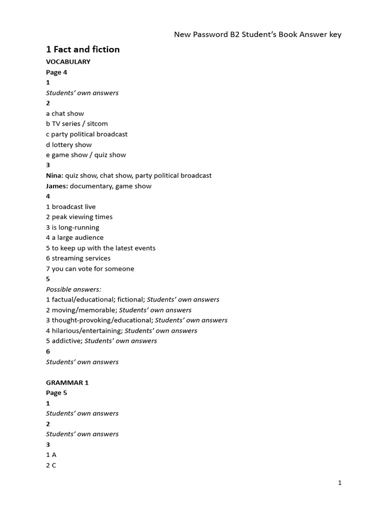 New Password B2 SB Answer Key | PDF | Temporary Work | Sleep