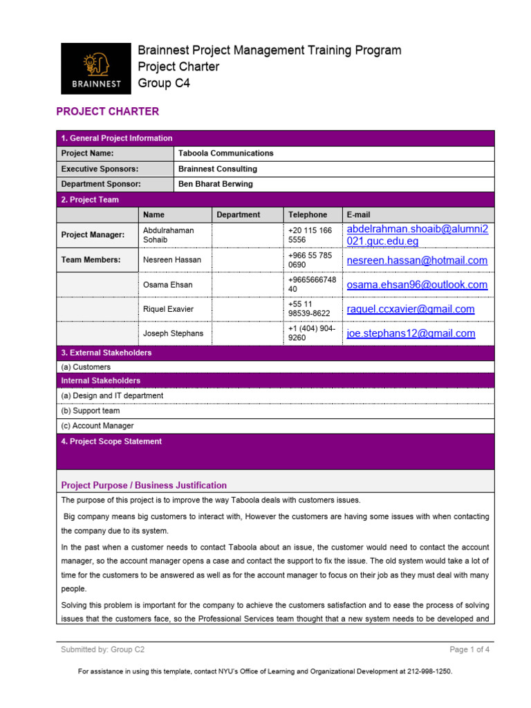 Project Charter Template D5 2 | PDF | Project Management | Databases