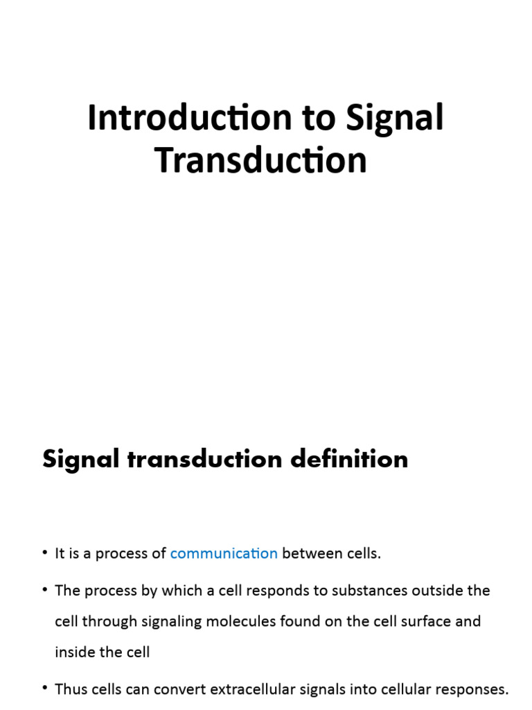 Introduction to Signal transduction | PDF | Cell Signaling | Signal Transduction