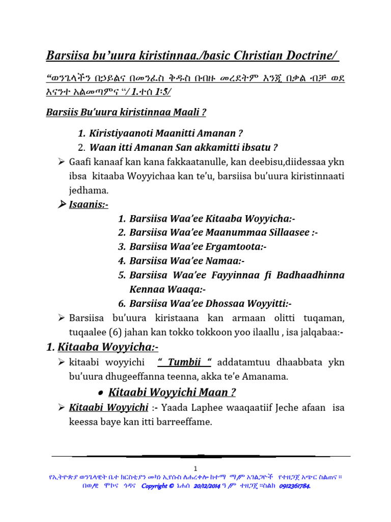 Barsiisa Bu'uura Kiristinnaa | PDF