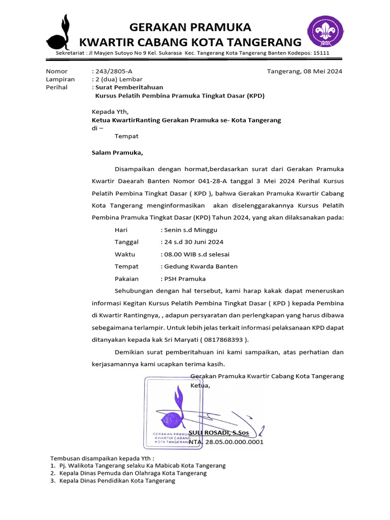 ( 243 ) Edaran KPD Kwarda Banten Tahun 2024-1 | PDF