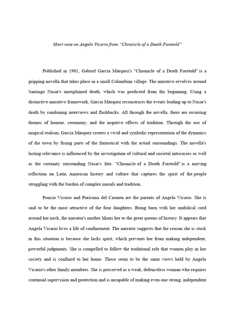 Angela Vicario: Symbol of Honor and Tradition | PDF