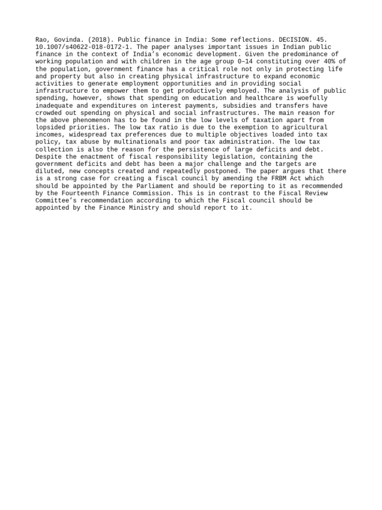 Indian Public Finance Challenges | PDF