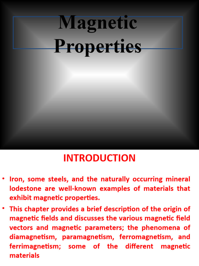 Magnetic Properties of Materials 3423 | PDF | Magnetic Field | Ferromagnetism