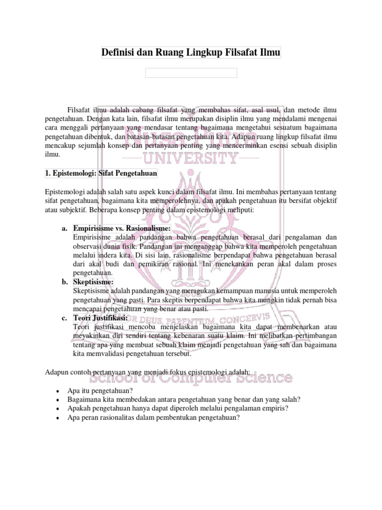 Definisi Dan Ruang Lingkup Filsafat Ilmu (LN) | PDF