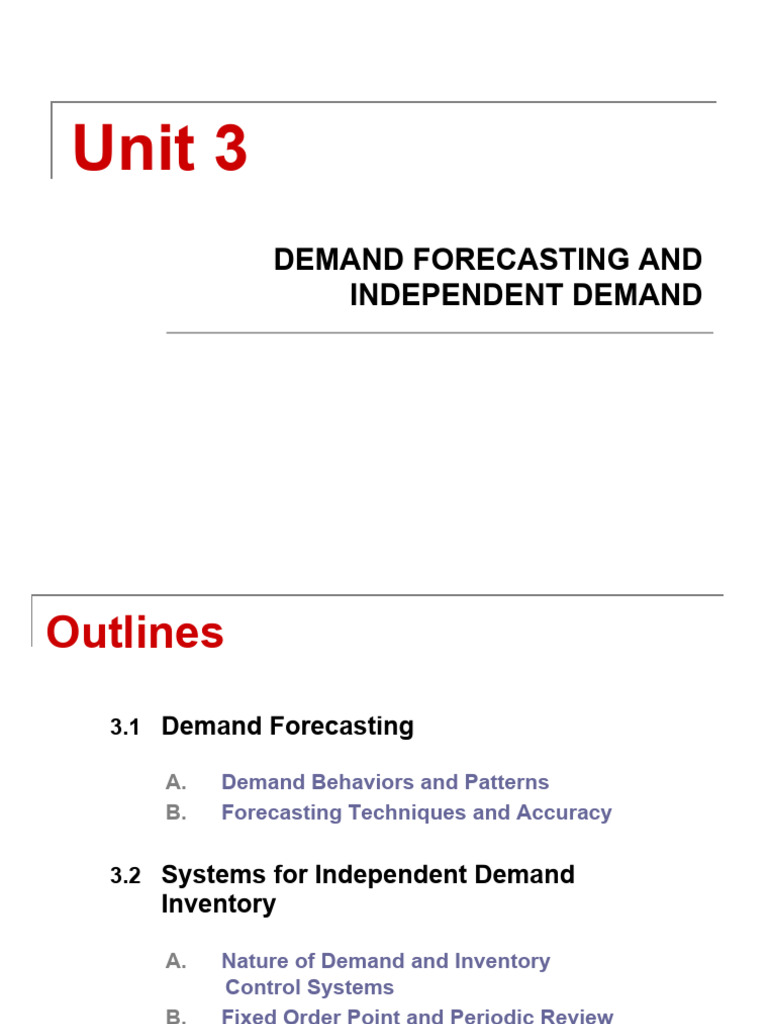 Unit3 - (S) | PDF | Forecasting | Inventory