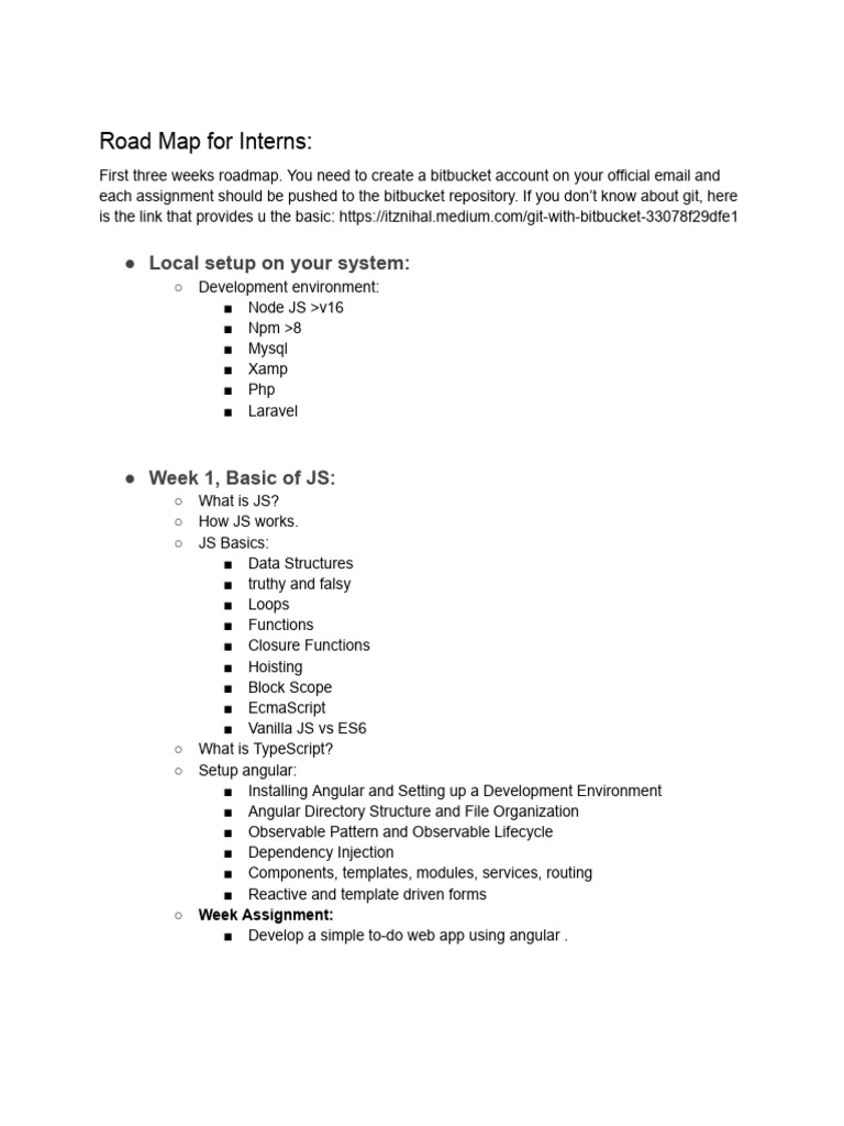 Intern Roadmap 2024 v0.1 First Three Weeks | PDF | Computing | Computer Programming