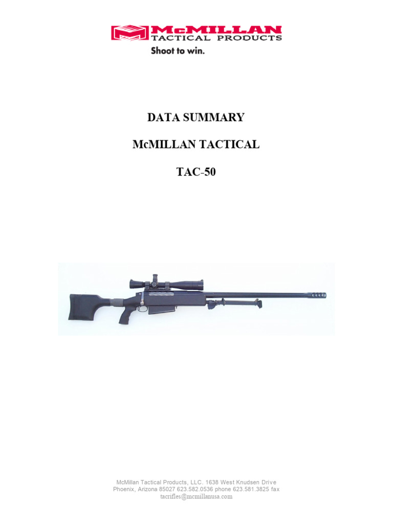 Tac-50 Technical Data | PDF | Gun Barrel | Firearms