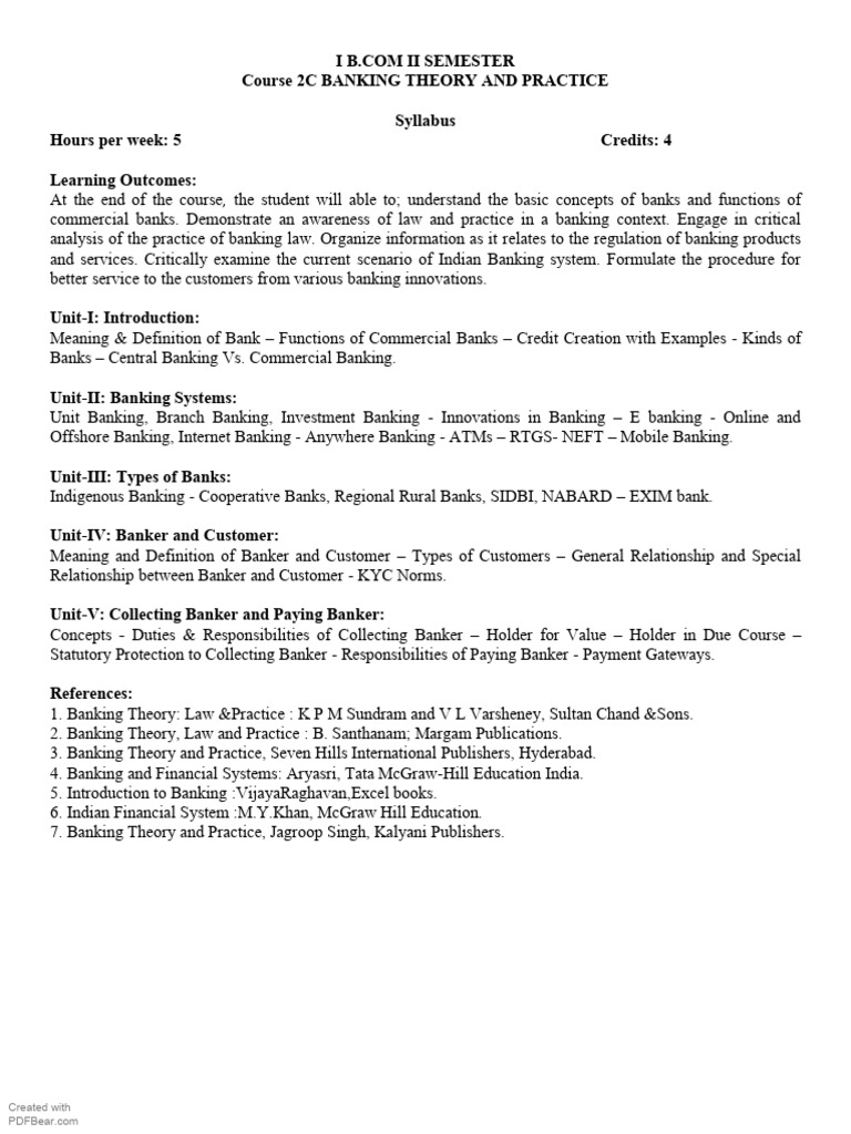 Banking Theory and Practice | PDF | Banks | Online Banking