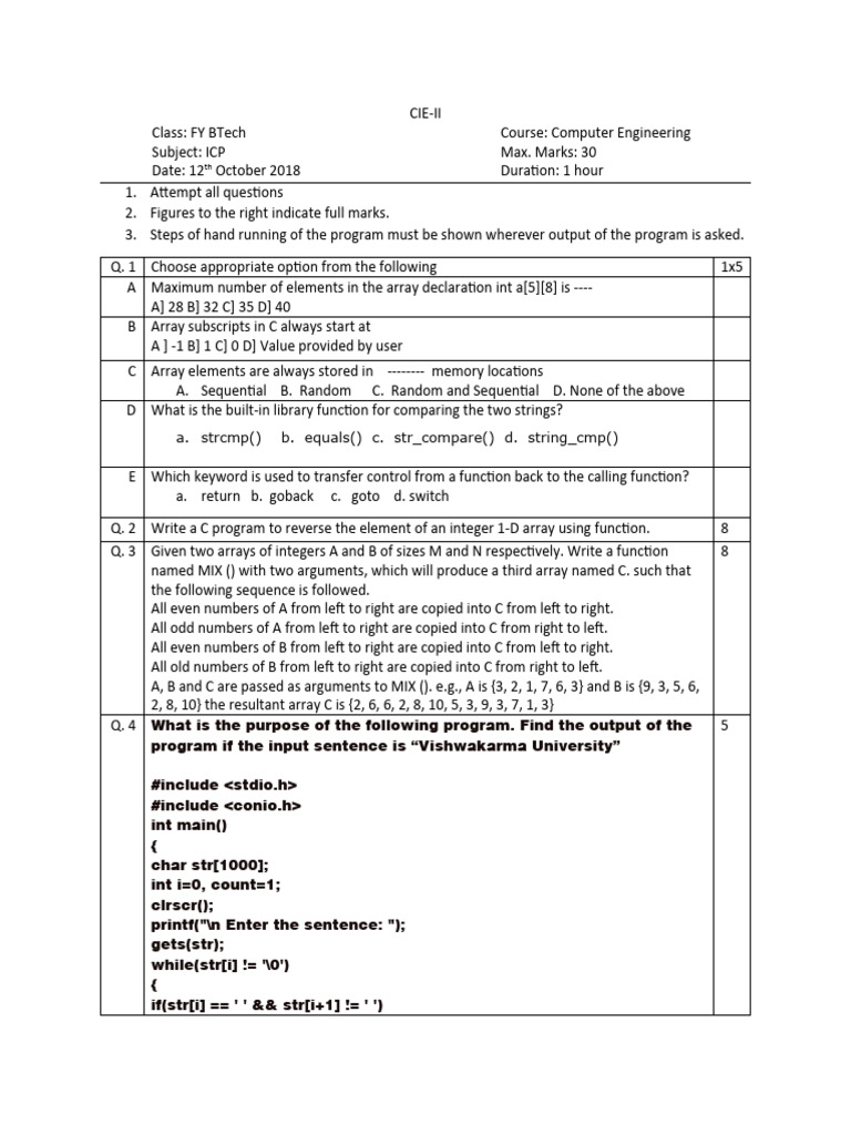 CIE_1_ICP_MODIFIED2 | PDF | Sequence | Computer Programming