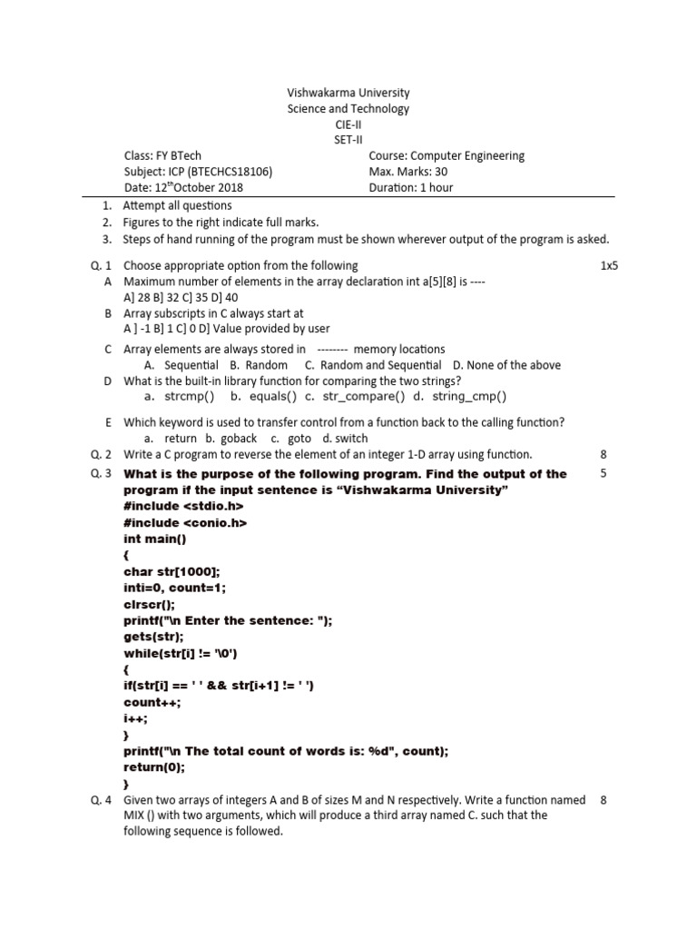 CIE 2 ICP Set2 | PDF | Integer (Computer Science) | Computer Engineering