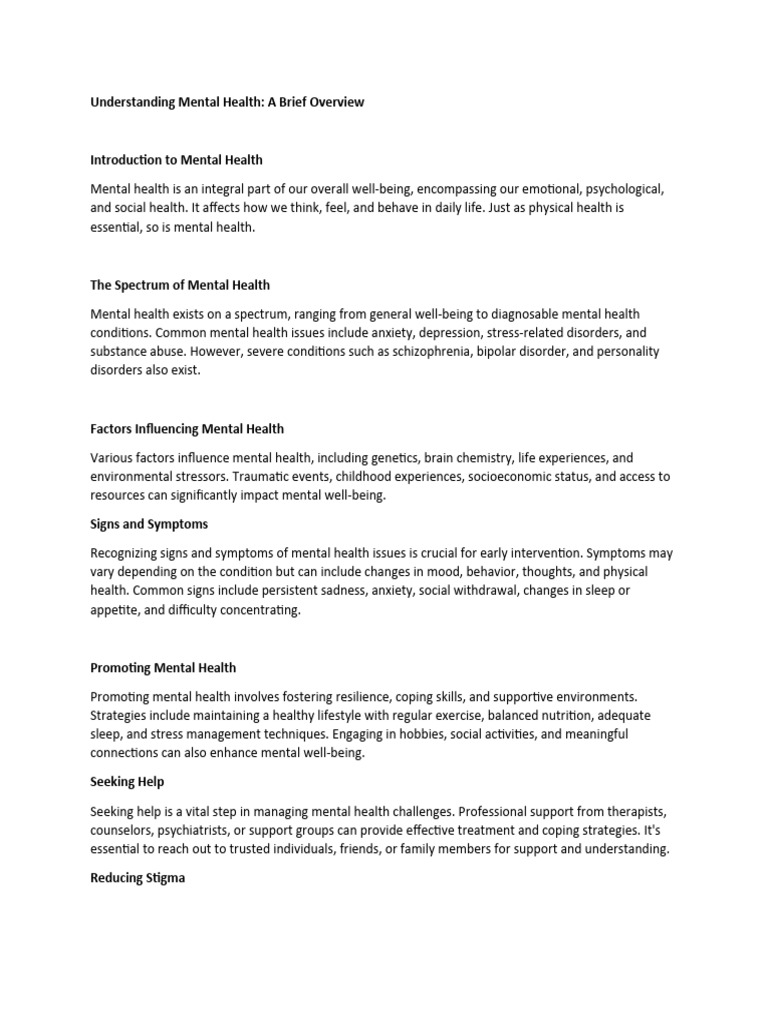 Understanding Mental Health Basics | PDF | Mental Health | Mental Disorder