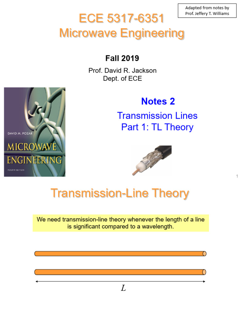 Notes 2 5317 6351 Transmission Lines Part 1 Tl Theory Pdf