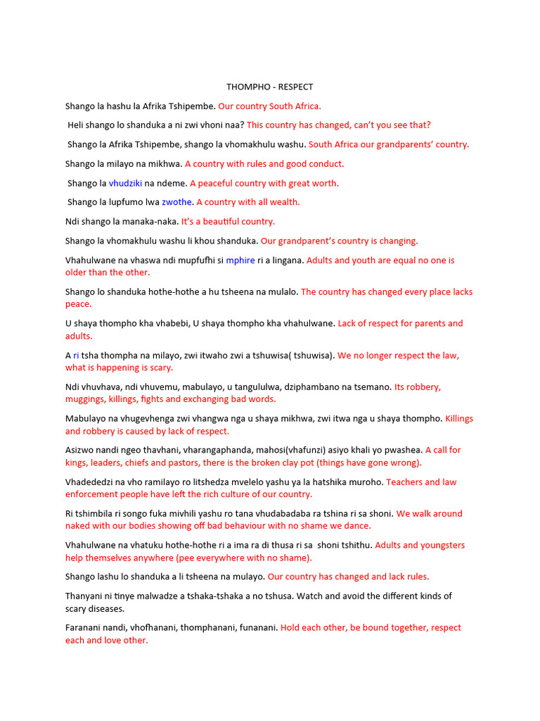 Thompho: A Call for Respect in South Africa | PDF | Social Science