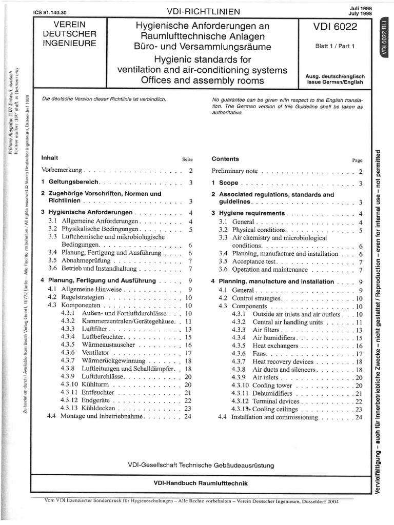VDI 6022 Teil 1 | PDF