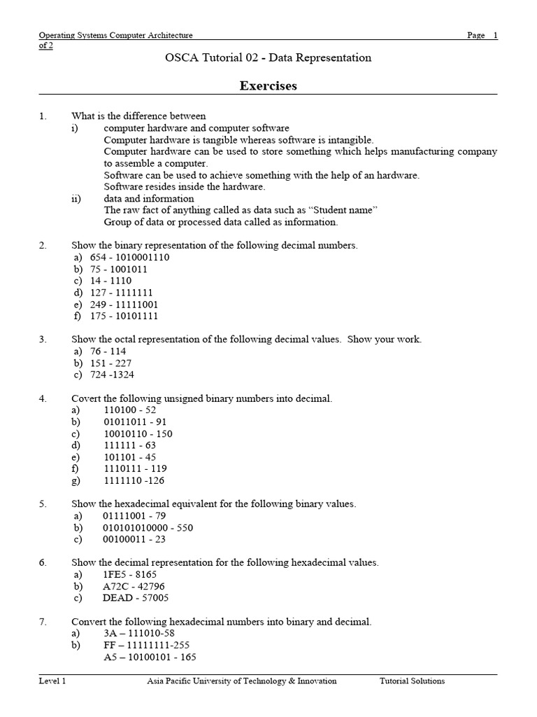 TS2. Data Representation-OSCA | PDF | Mathematical Notation | Computer Engineering