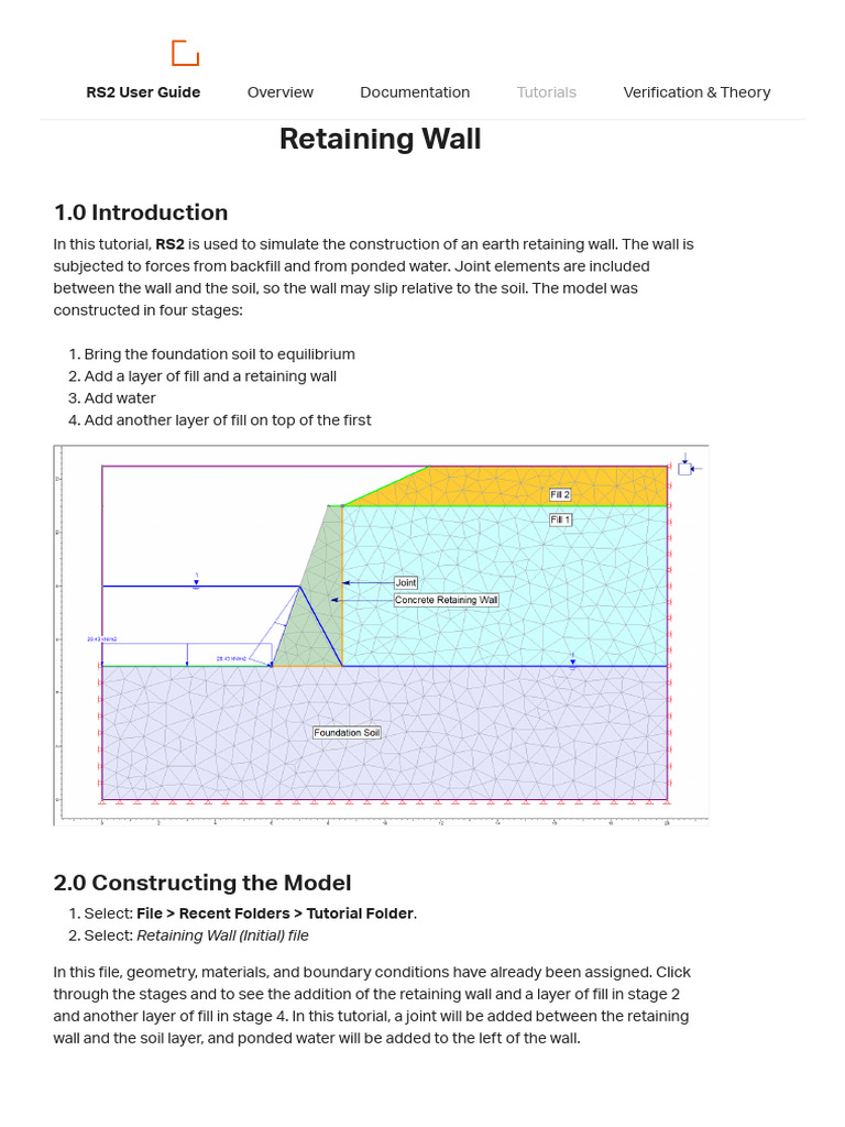 RS2 Tutorial: Earth Retaining Wall Simulation | PDF | Stress (Mechanics ...